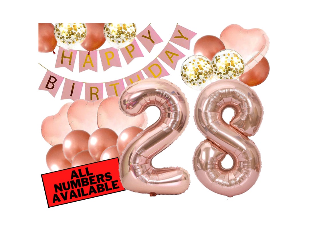 28th Birthday Decorations for Her - Pink and Rose Gold - 28th Birthday ...