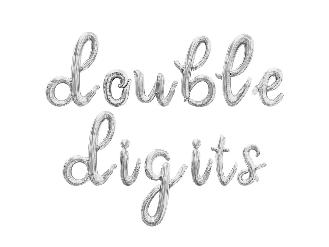 DOUBLE DIGITS Cursive Script Letter Balloon Banner - Gold, Rose Gold ...