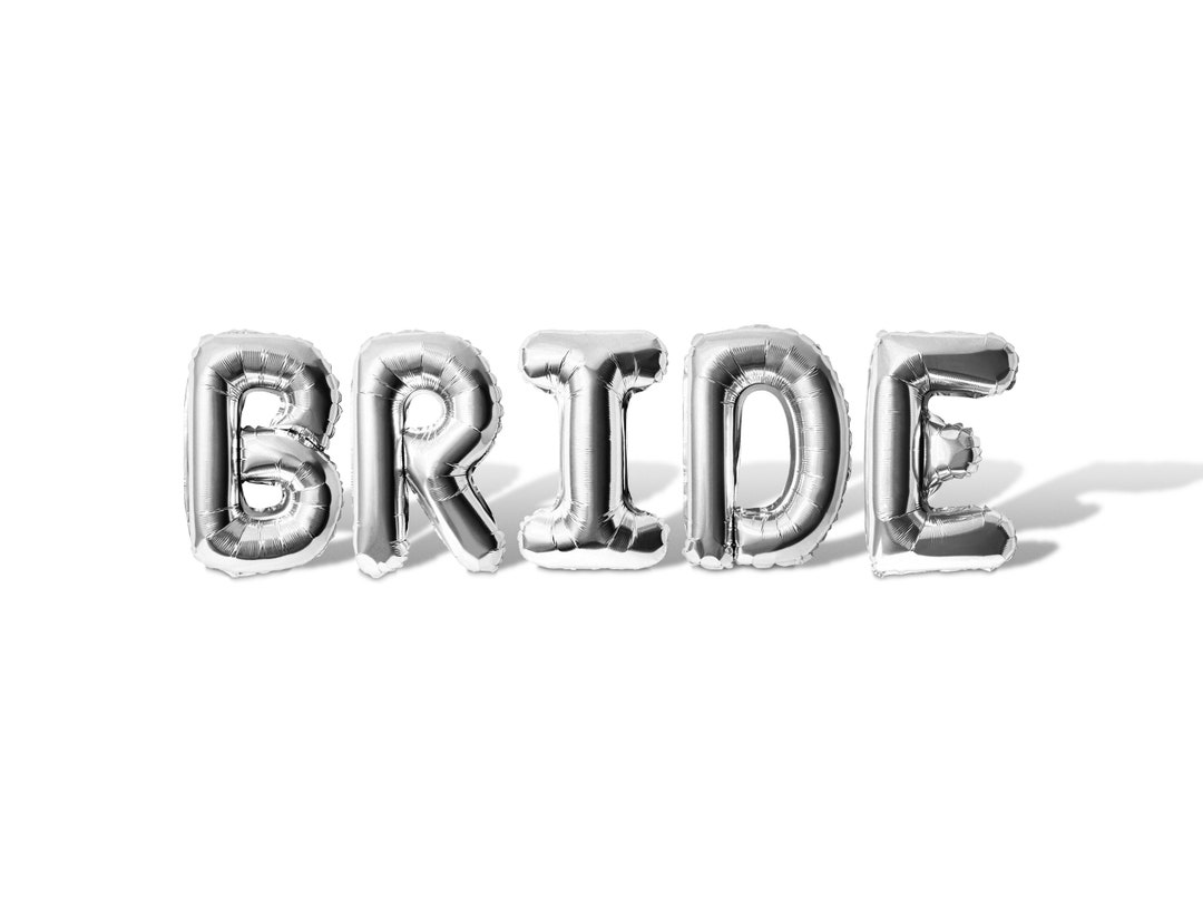 BRIDE Letter Balloon Banner - Gold, Rose Gold, Silver, Black, Blue ...