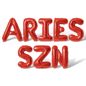 ARIES SZN Letter Balloon Banner - 10 Color Options - Aries Birthday ...