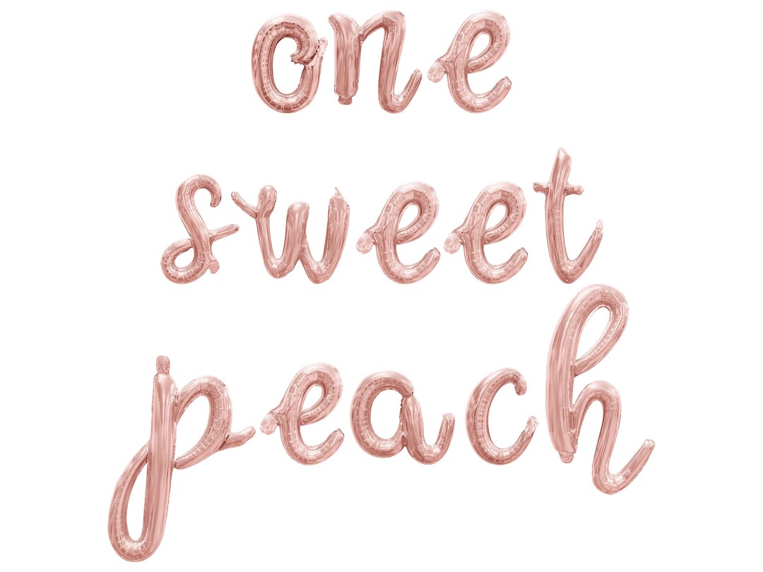 ONE SWEET PEACH Cursive Letter Balloon Banner - Gold, Rose Gold ...