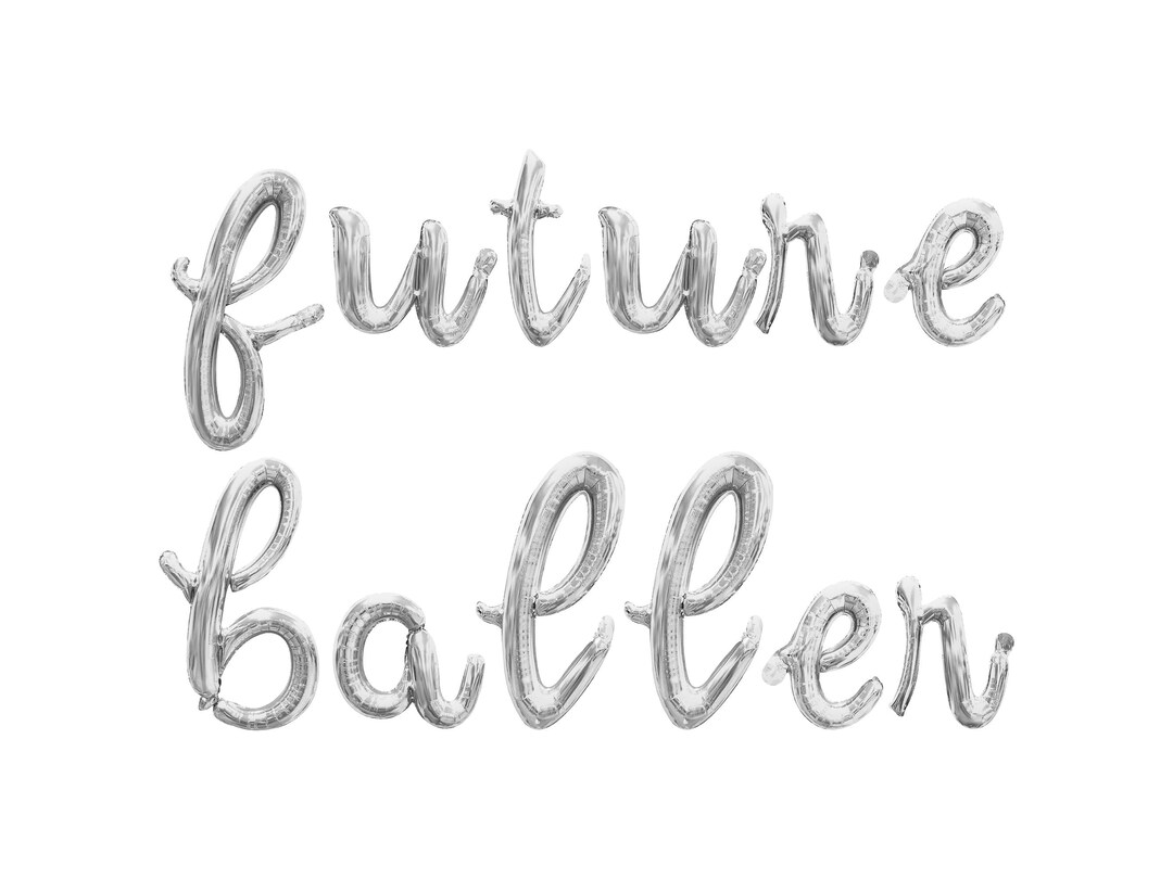FUTURE BALLER Cursive Letter Balloon Banner - Gold, Rose Gold & Silver ...