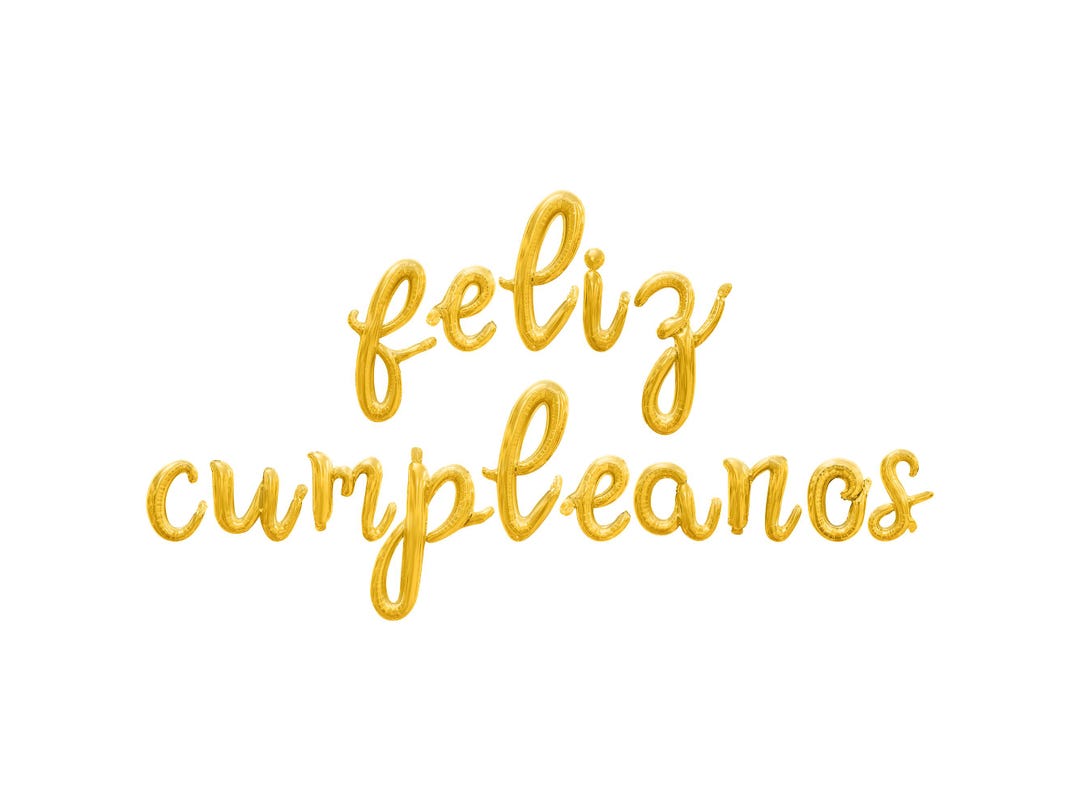 FELIZ CUMPLEANOS Cursive Letter Balloon Banner - Gold, Silver & Rose ...