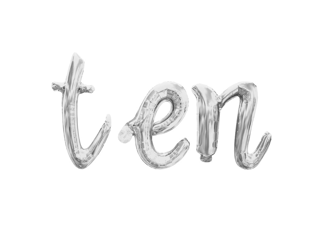 TEN Cursive Script Letter Balloon Banner - Gold, Rose Gold & Silver ...