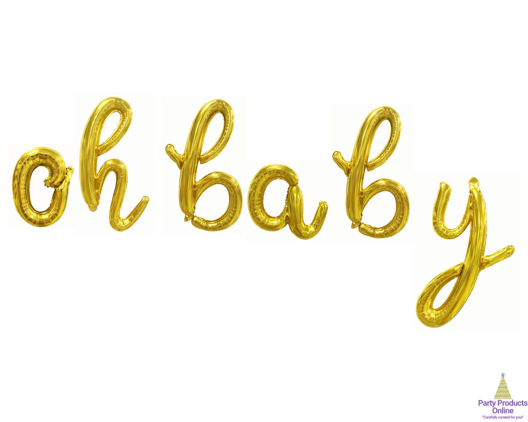 OH BABY Cursive Letter Balloon Banner Gold Rose Gold & - Etsy
