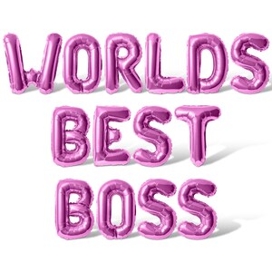 WORLDS BEST BOSS Letter Balloon Banner - 10 Color Options - Boss Day ...