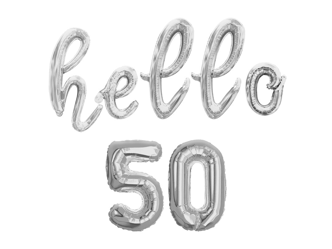 HELLO 50 Cursive Letter and Number Balloon Banner - Gold, Rose Gold ...