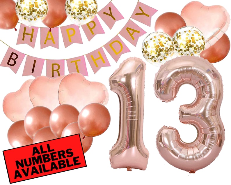 13th Birthday Decorations for Her Pink and Rose Gold 13th - Etsy