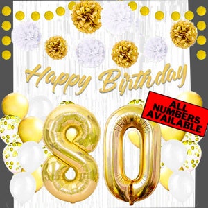 Rose Gold 80th Birthday Decorations for Women - 40" Number Balloons ...