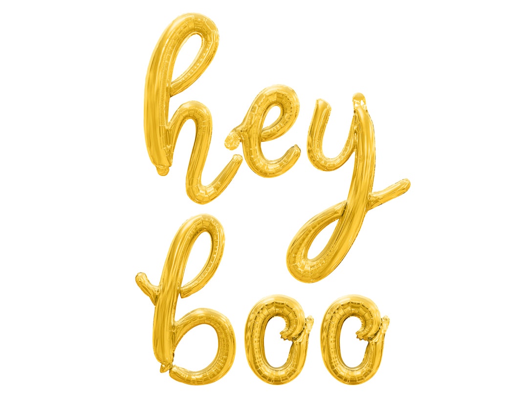 HEY BOO Cursive Letter Balloon Banner Gold, Rose Gold & Silver ...