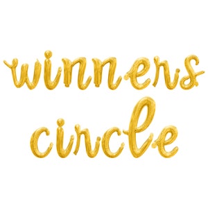 WINNERS CIRCLE Cursive Letter Balloon Banner - Gold, Rose Gold & Silver ...