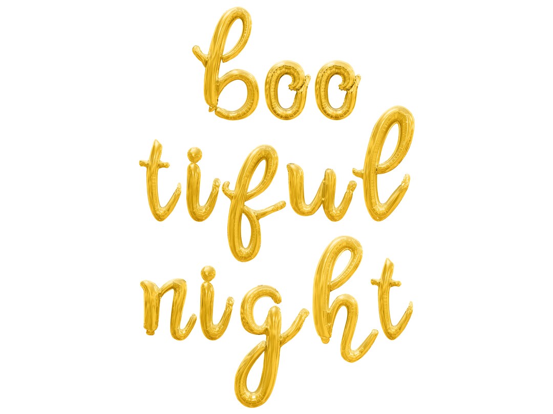BOO TIFUL NIGHT Cursive Letter Balloon Banner Gold, Rose Gold & Silver ...