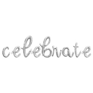CELEBRATE Cursive Script Letter Balloon Banner - Gold, Rose Gold ...