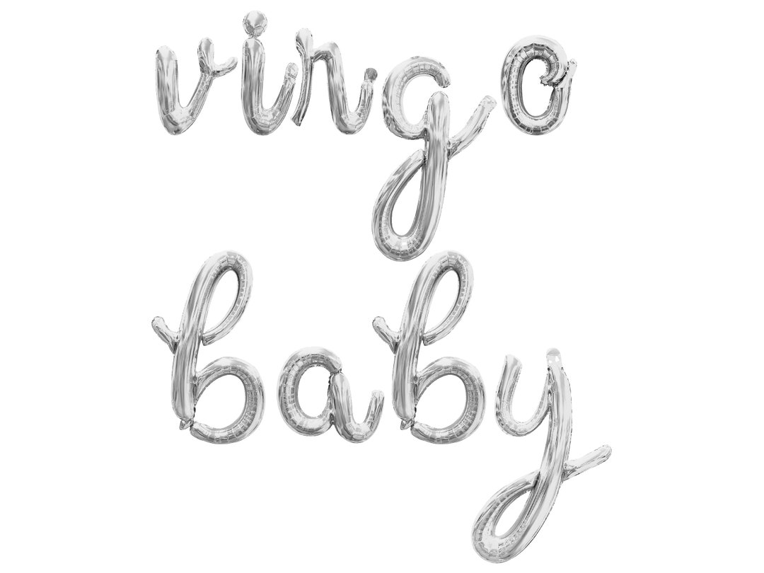 VIRGO BABY Cursive Script Letter Balloon Banner - Gold, Rose Gold ...