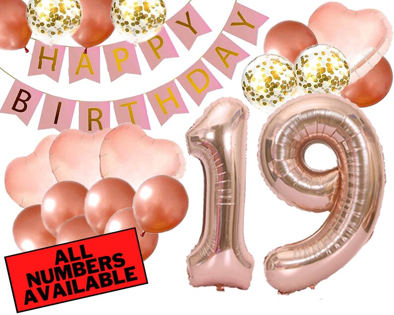 19th Birthday Decorations for Her Pink and Rose Gold 19th - Etsy