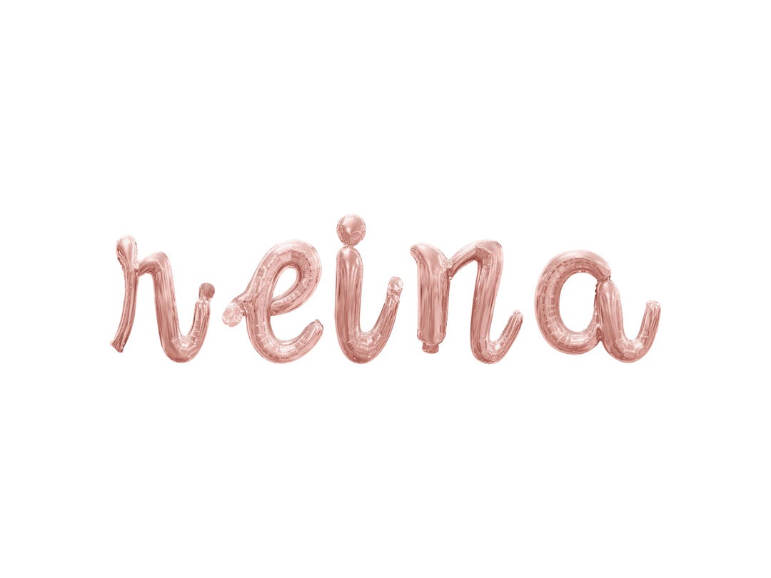 REINA Cursive Letter Balloon Banner - Gold, Rose Gold & Silver ...