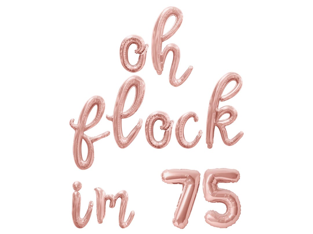 OH FLOCK IM 75 Cursive Script Letter Balloon Banner - Gold, Rose Gold ...