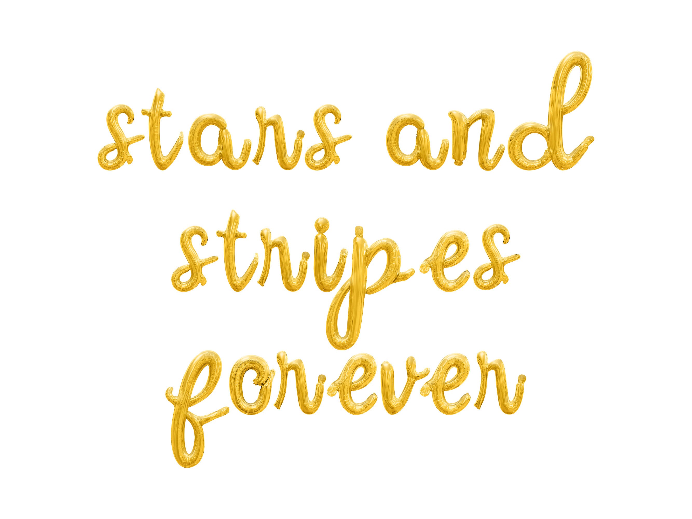 Stars and Stripes Forever Cursive Letter Balloon Banner - Gold, Rose ...