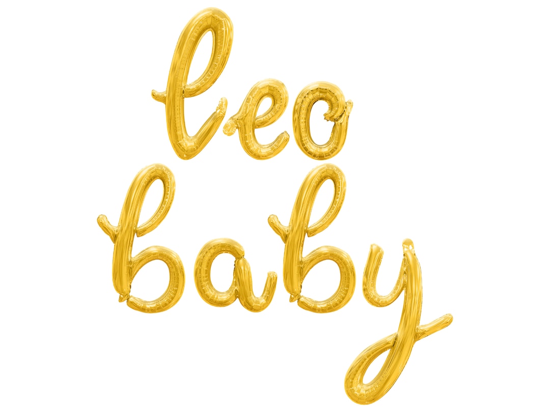 LEO BABY Cursive Script Letter Balloon Banner - Gold, Rose Gold ...