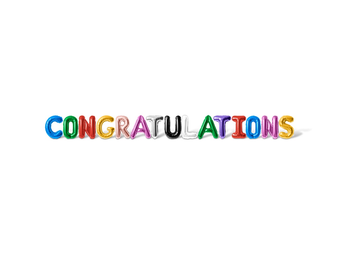 CONGRATULATIONS Letter Balloon Banner - Gold, Rose Gold, Silver, Black ...