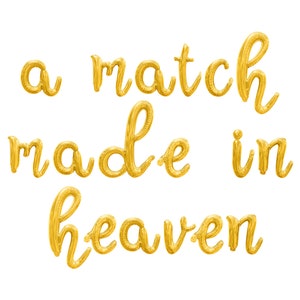 A Match Made in Heaven Cursive Letter Balloon Banner - Gold, Rose Gold ...