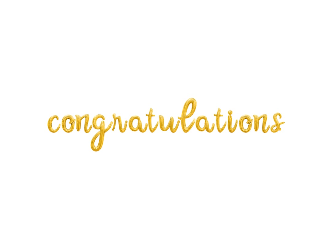 CONGRATULATIONS Cursive Letter Balloon Banner - Gold, Rose Gold ...