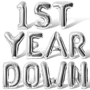 1ST YEAR DOWN Letter and Number Balloon Banner - 10 Color Options - 1st ...