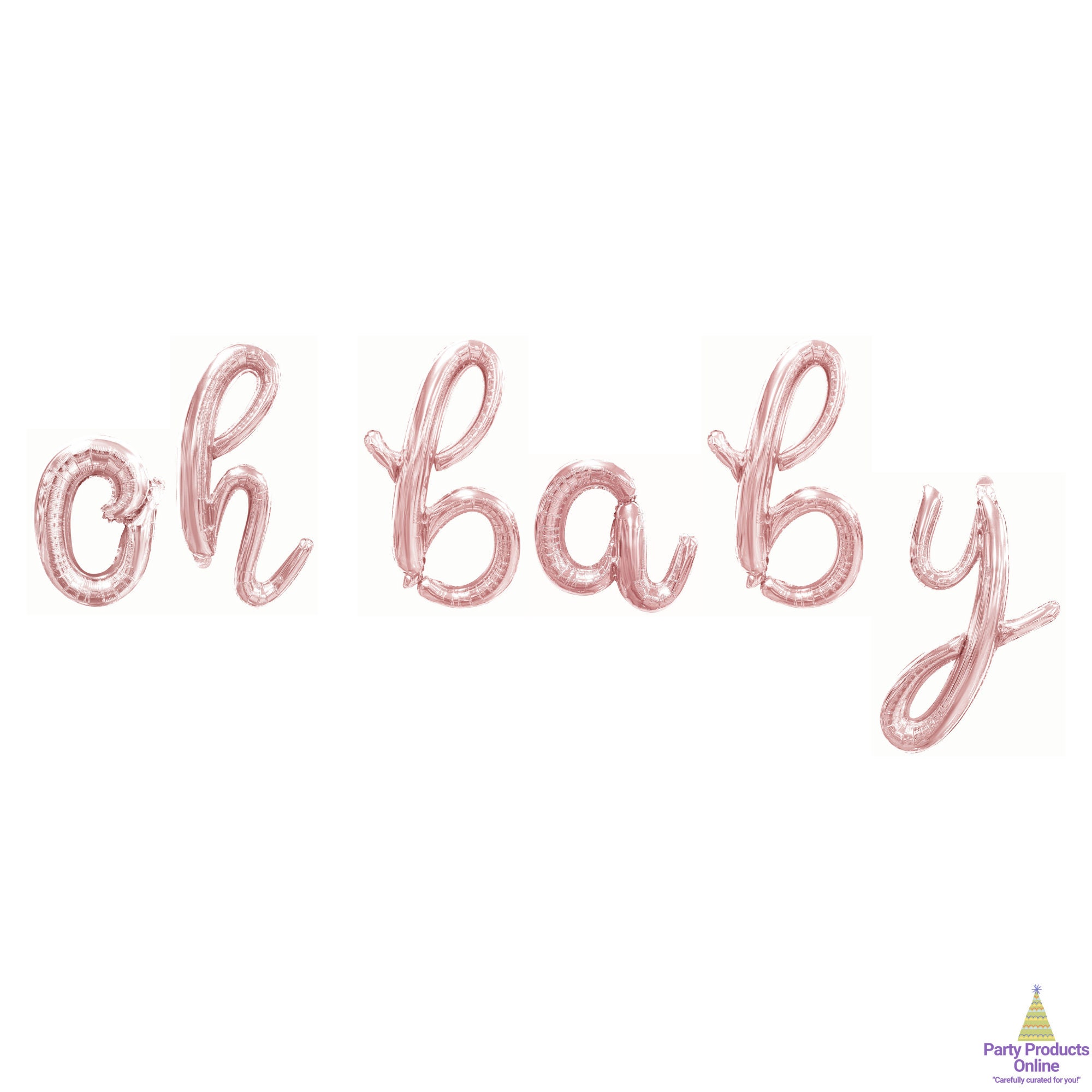 OH BABY Cursive Letter Balloon Banner Gold Rose Gold & - Etsy