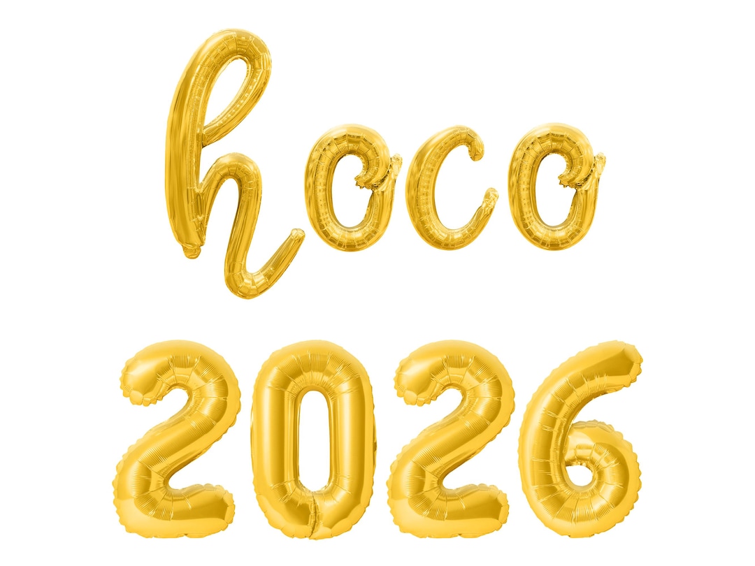 HOCO 2026 Cursive Letter and Number Balloon Banner - Gold, Rose Gold ...