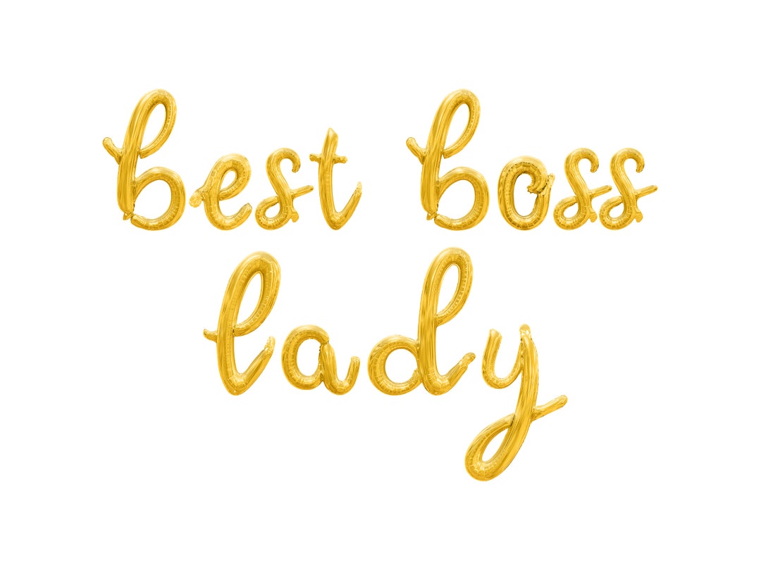 BEST BOSS LADY Cursive Letter Balloon Banner - Gold, Rose Gold & Silver ...