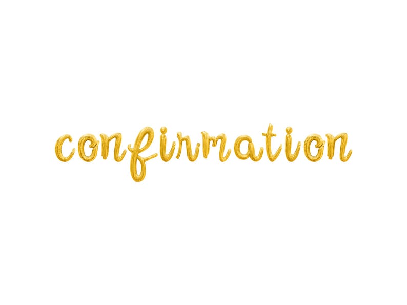 CONFIRMATION Cursive Letter Balloon Banner - Gold, Rose Gold & Silver ...