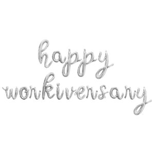 HAPPY WORKIVERSARY Cursive Letter Balloon Banner - Gold, Rose Gold ...