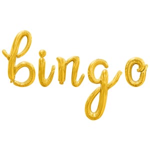 BINGO Cursive Letter Balloon Banner - Gold, Rose Gold & Silver - Number ...