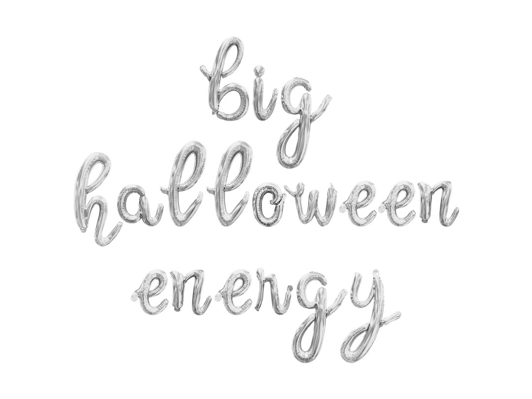 BIG HALLOWEEN ENERGY Cursive Letter Balloon Banner - Gold, Rose Gold ...