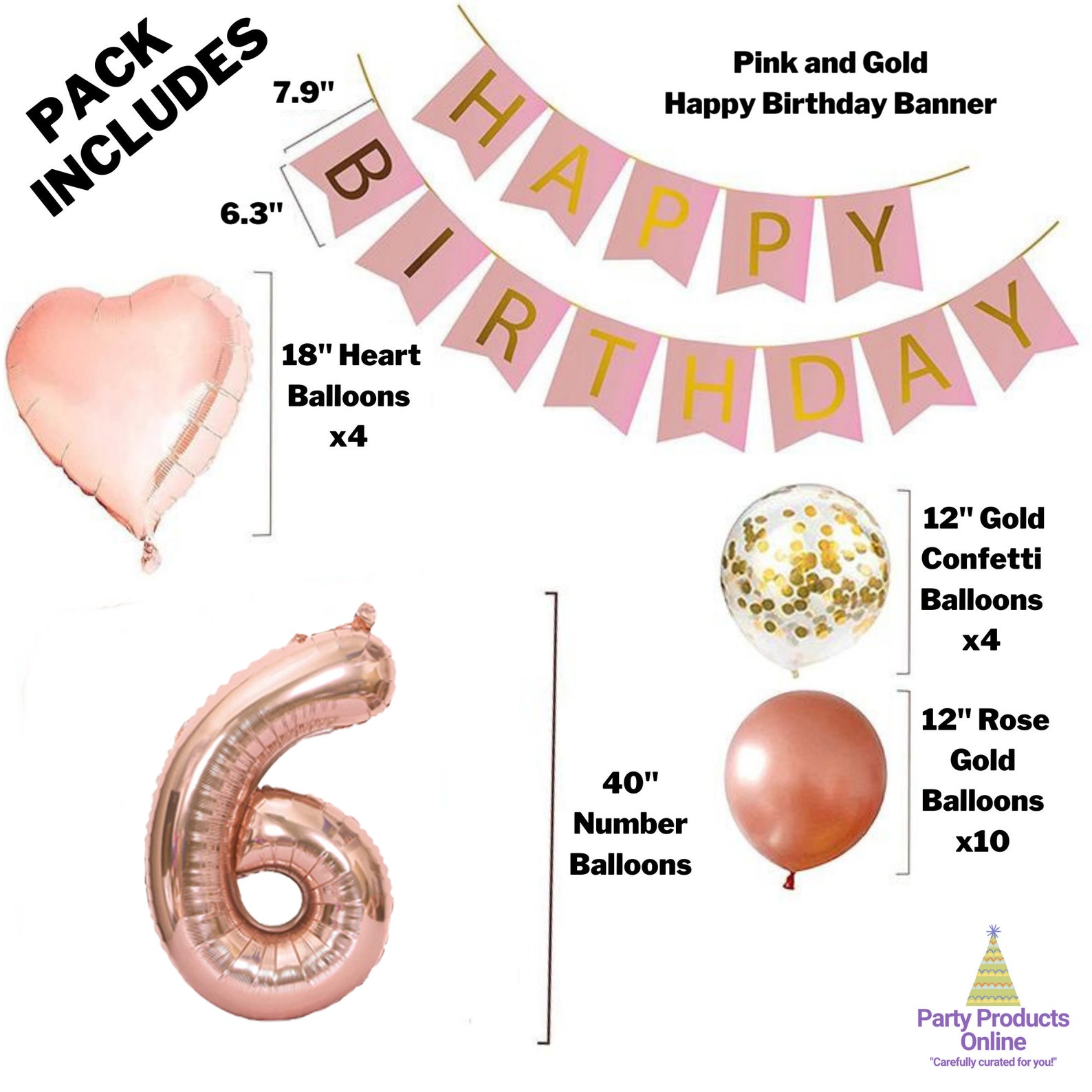 6th Birthday Decorations for Her Pink and Rose Gold 6th - Etsy