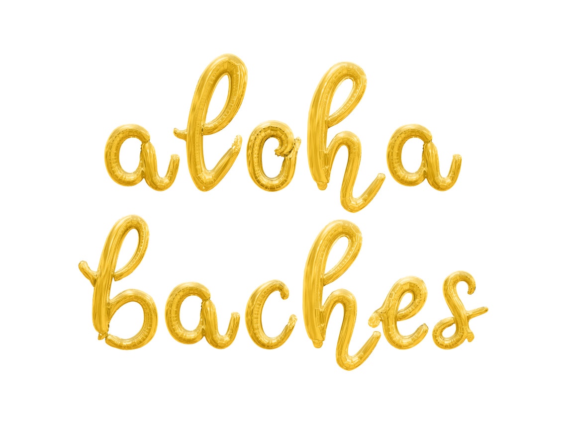 ALOHA BACHES Cursive Letter Balloon Banner - Gold, Rose Gold & Silver ...