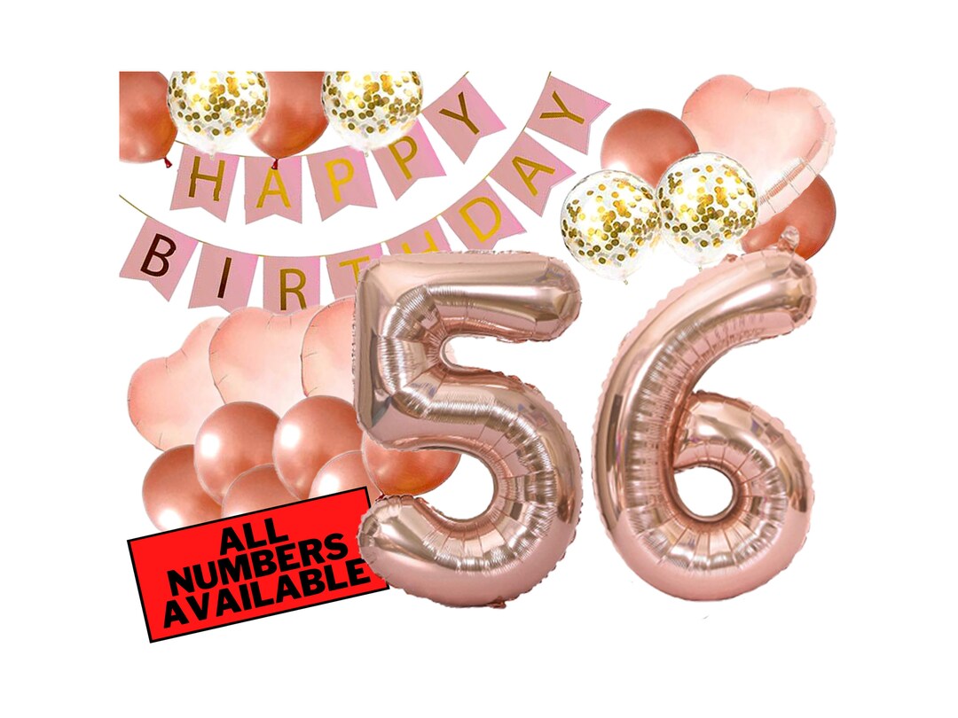 56th Birthday Decorations for Her - Pink and Rose Gold - 56th Birthday ...