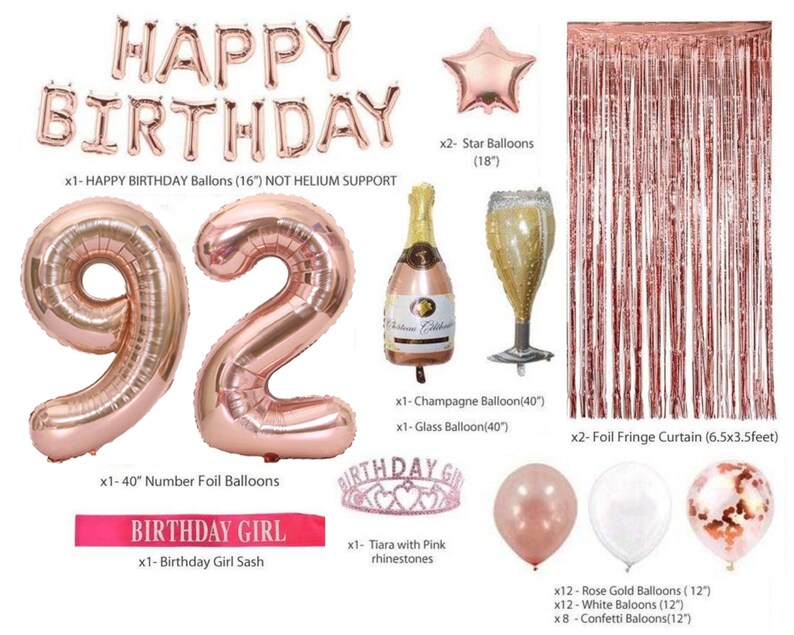 92. Geburtstag Rose Gold Dekorationen inkl. 40 Zahl - Etsy.de