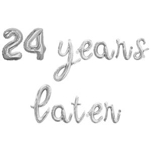 24 YEARS LATER Cursive Script Letter Balloon Banner - Gold, Rose Gold ...