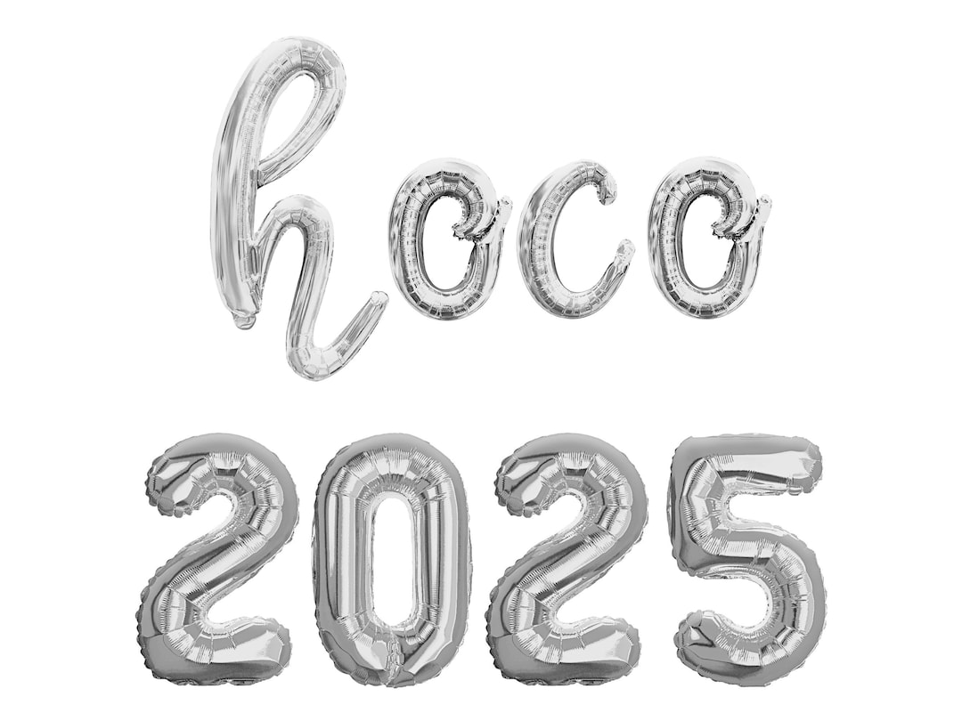 HOCO 2025 Cursive Letter Balloon Banner - Gold, Rose Gold & Silver ...
