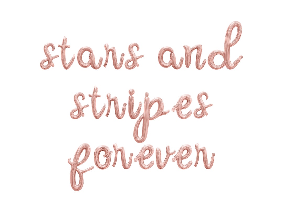 Stars and Stripes Forever Cursive Letter Balloon Banner - Gold, Rose ...