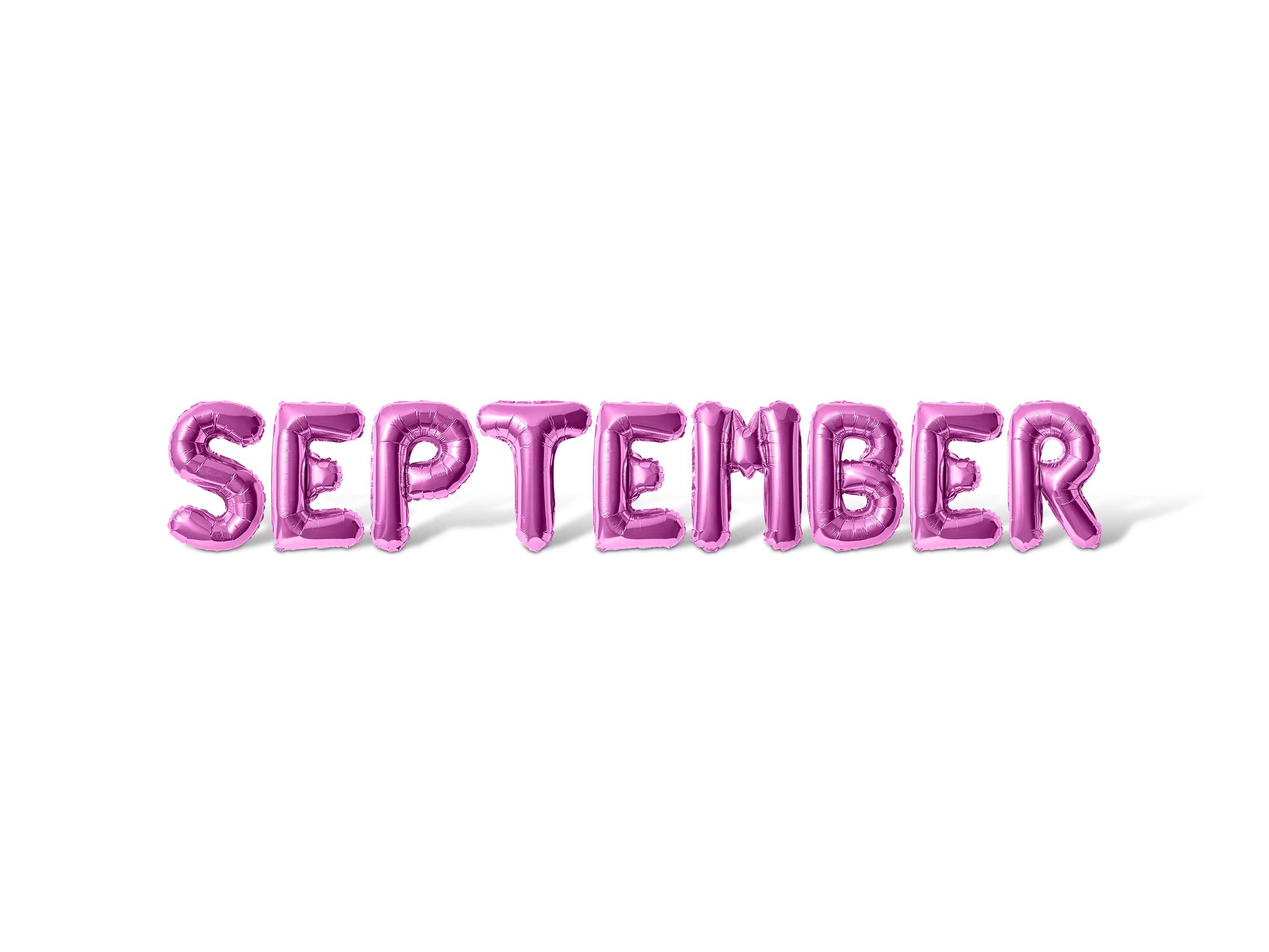 SEPTEMBER Letter Balloon Banner - 10 Color Options - September Birthday ...