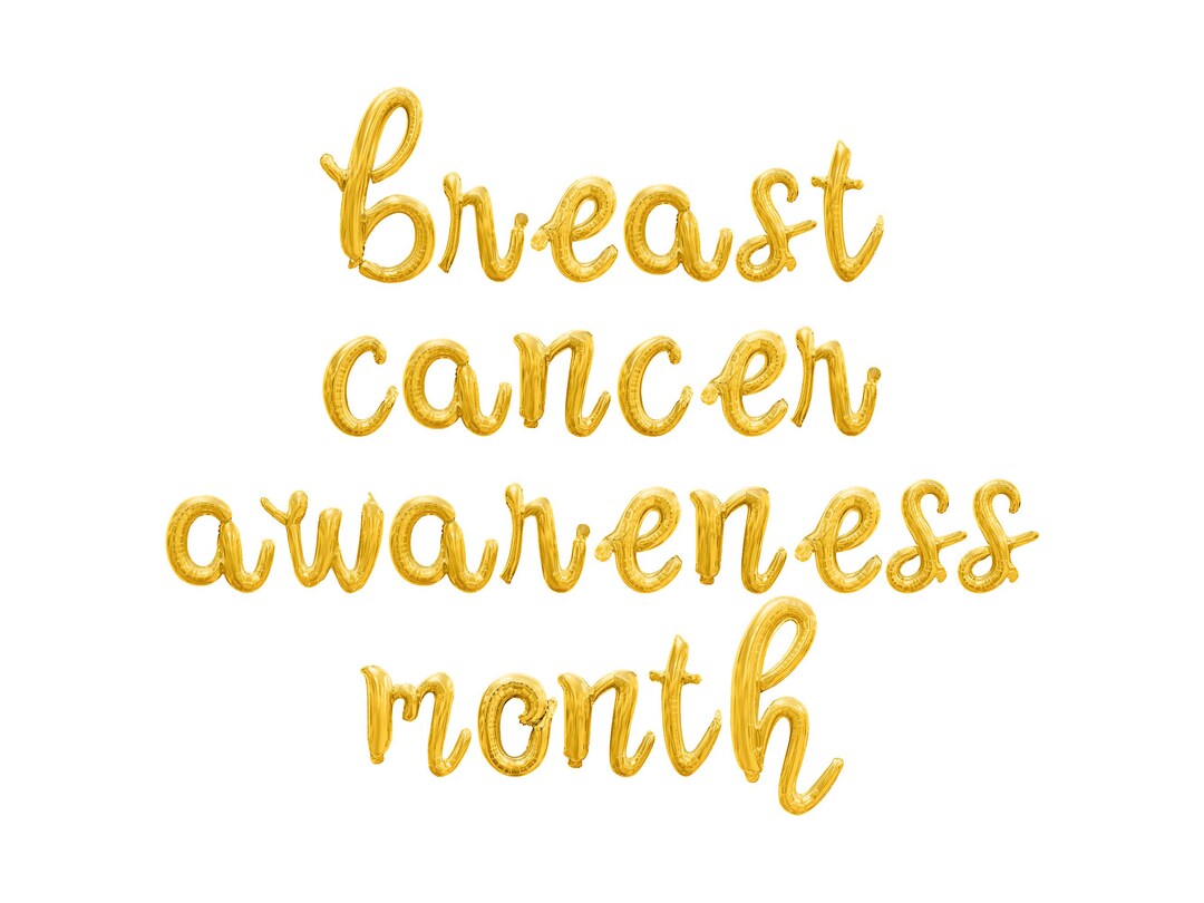 Breast Cancer Awareness Month Cursive Letter Balloon Banner - Gold ...