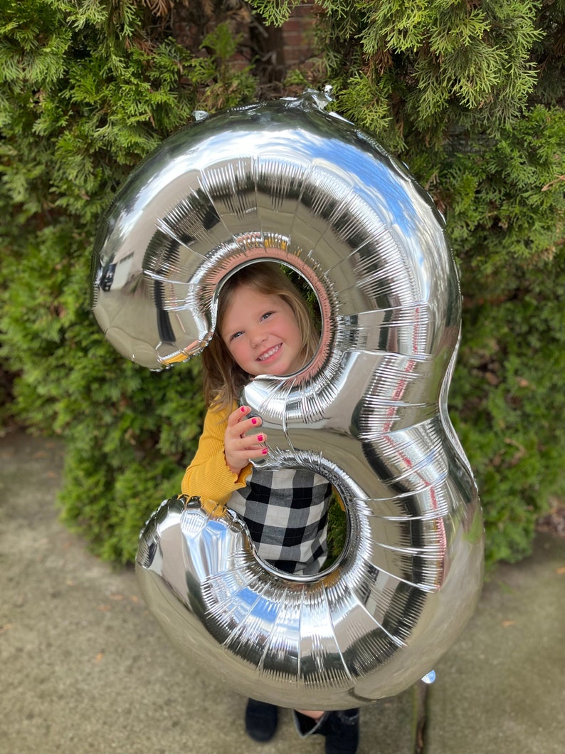 40 Inch Silver Jumbo Number Balloons - Huge Giant Foil Mylar Number ...