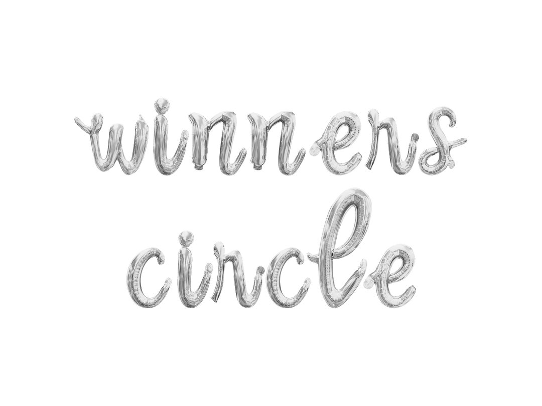 WINNERS CIRCLE Cursive Letter Balloon Banner - Gold, Rose Gold & Silver ...