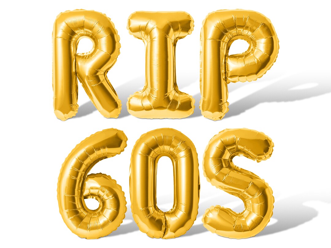 RIP 60S Letter & Number Balloon Banner - 10 Color Options - 70th ...