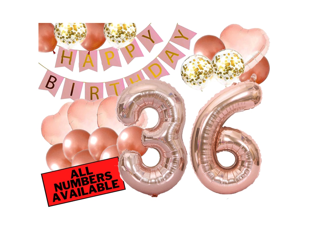 36th Birthday Decorations for Her - Pink and Rose Gold - 36th Birthday ...