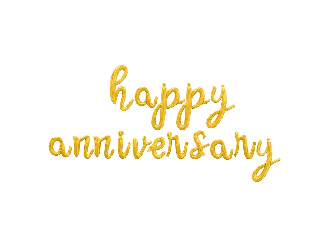 HAPPY ANNIVERSARY Cursive Letter Balloon Banner - Gold, Rose Gold ...