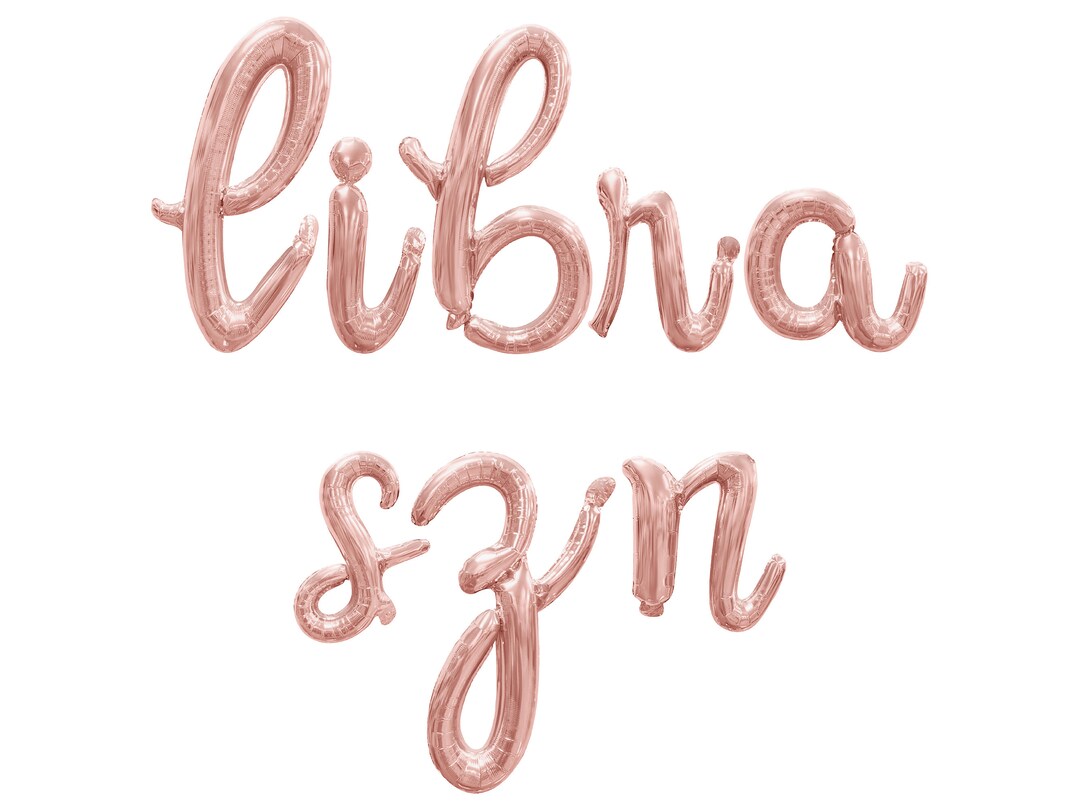 LIBRA SZN Cursive Letter Balloon Banner - Gold, Rose Gold & Silver ...