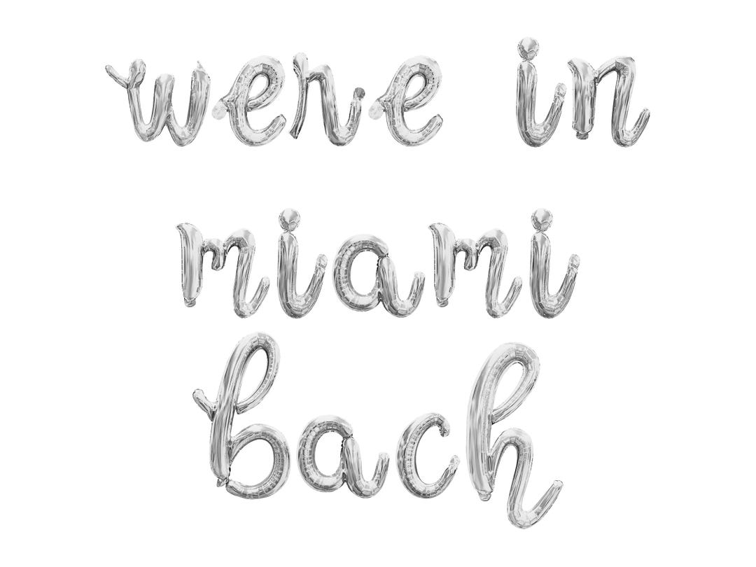 Were in Miami Bach Cursive Letter Balloon Banner - Gold, Rose Gold ...